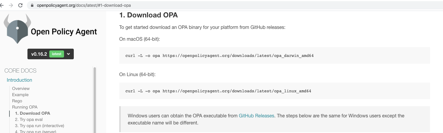 The "Download OPA" section in doc Introduction should provide windows binary links · Issue #2075 ...