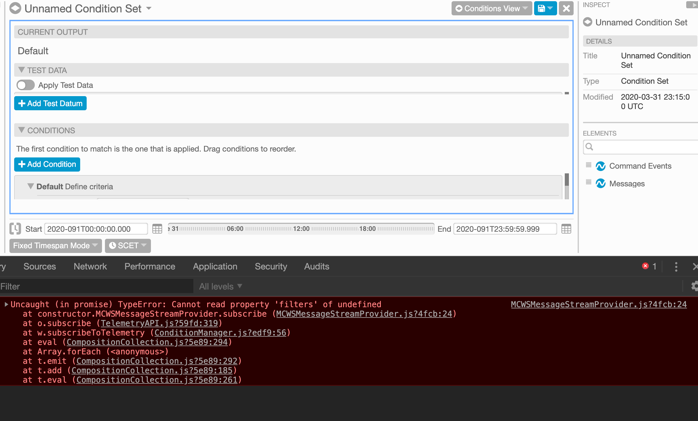 [Conditionals] Dropping messages node into condition set produces error · Issue #2849 · nasa ...