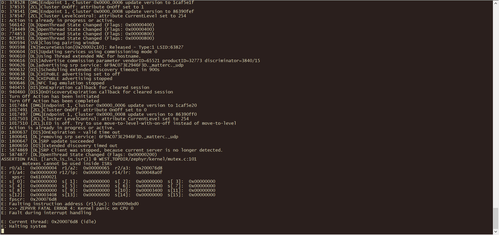 nordic 平台light-switch-app&lighting-app Demo待机一晚均会出现死机现象 · Issue #20976 · project-chip ...