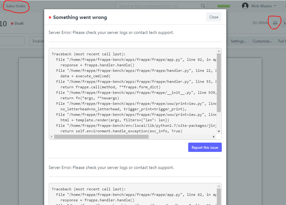 Issue In Print Style · Issue 12977 · Frappeerpnext · Github 