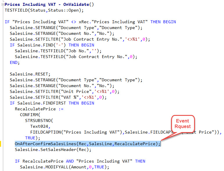Eventrequest : "Table-36-Sales Header" for "Prices Including VAT - OnValidate()" · Issue #1926 ...