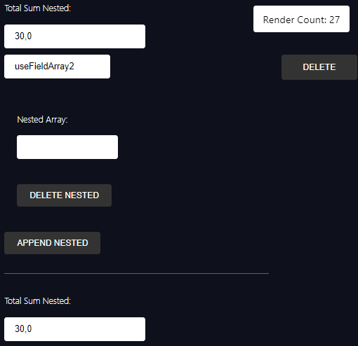 Nested array fields using useWatch to watch the child in the nested ...