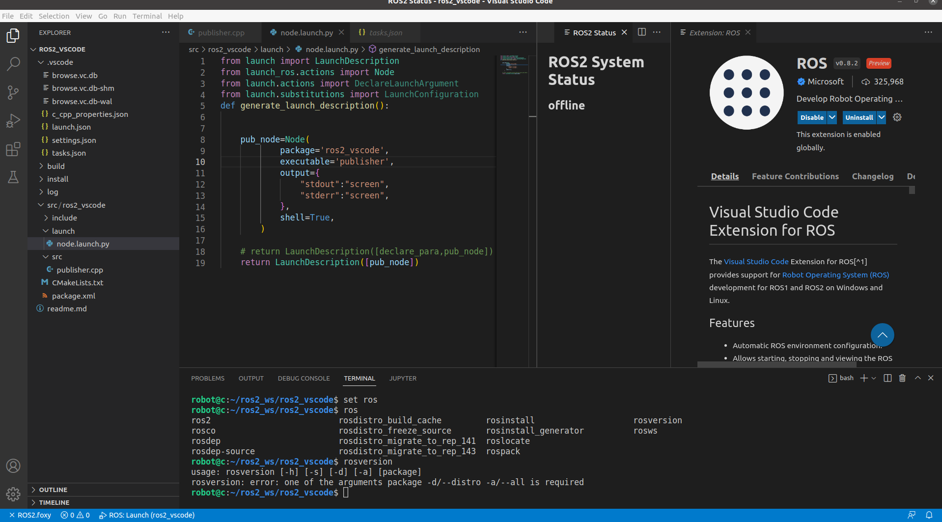 [vscode Extension 0 8 2 Ubuntu Foxy Ros2 Start Command Is Not Ok] · Issue 745 · Ms Iot Vscode