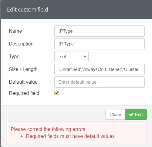 CustomField requires default value · Issue #3375 · phpipam/phpipam · GitHub