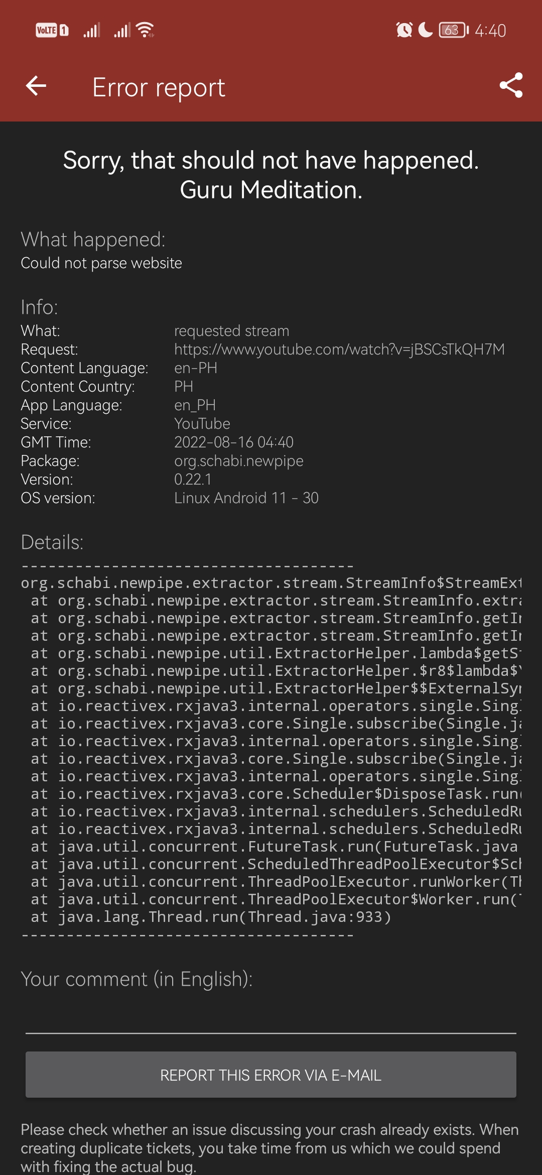 Error on Huawei Nova 9 · Issue #8808 · TeamNewPipe/NewPipe · GitHub