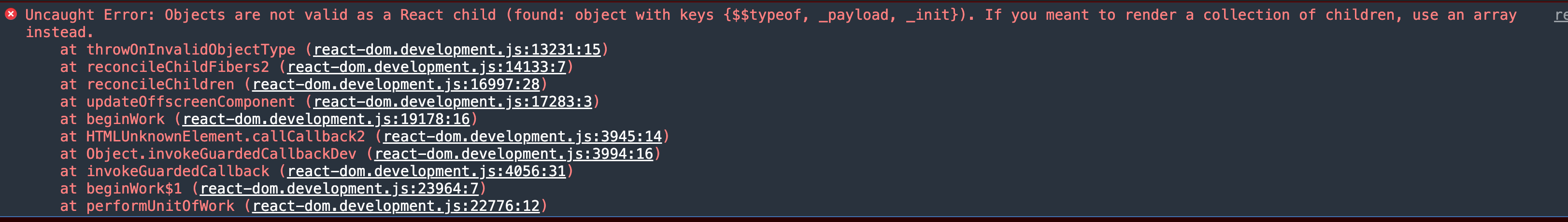 [Bug]: "Objects are not valid as a React child" error when using React.lazy · Issue #8837 ...