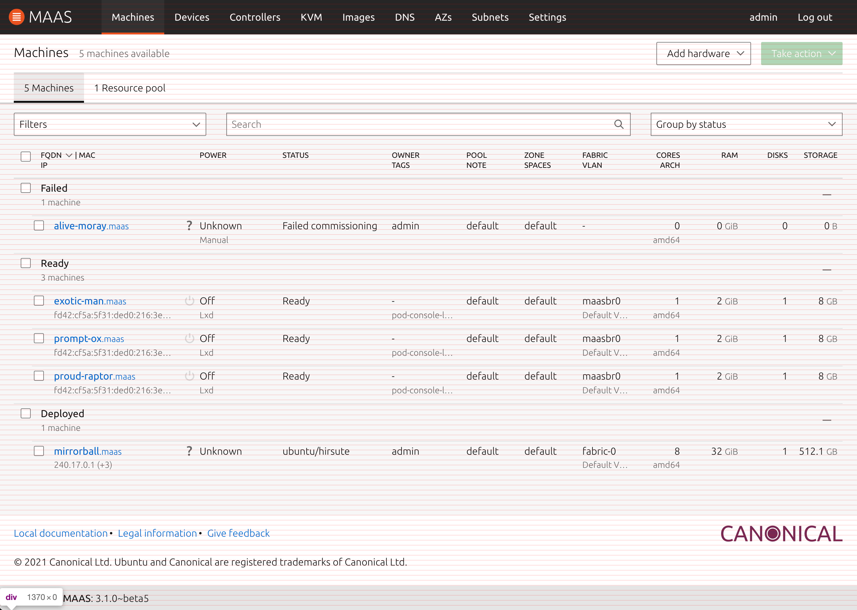 Machine listing rows and grouping rows not on the baseline grid · Issue #849 · canonical/maas-ui ...
