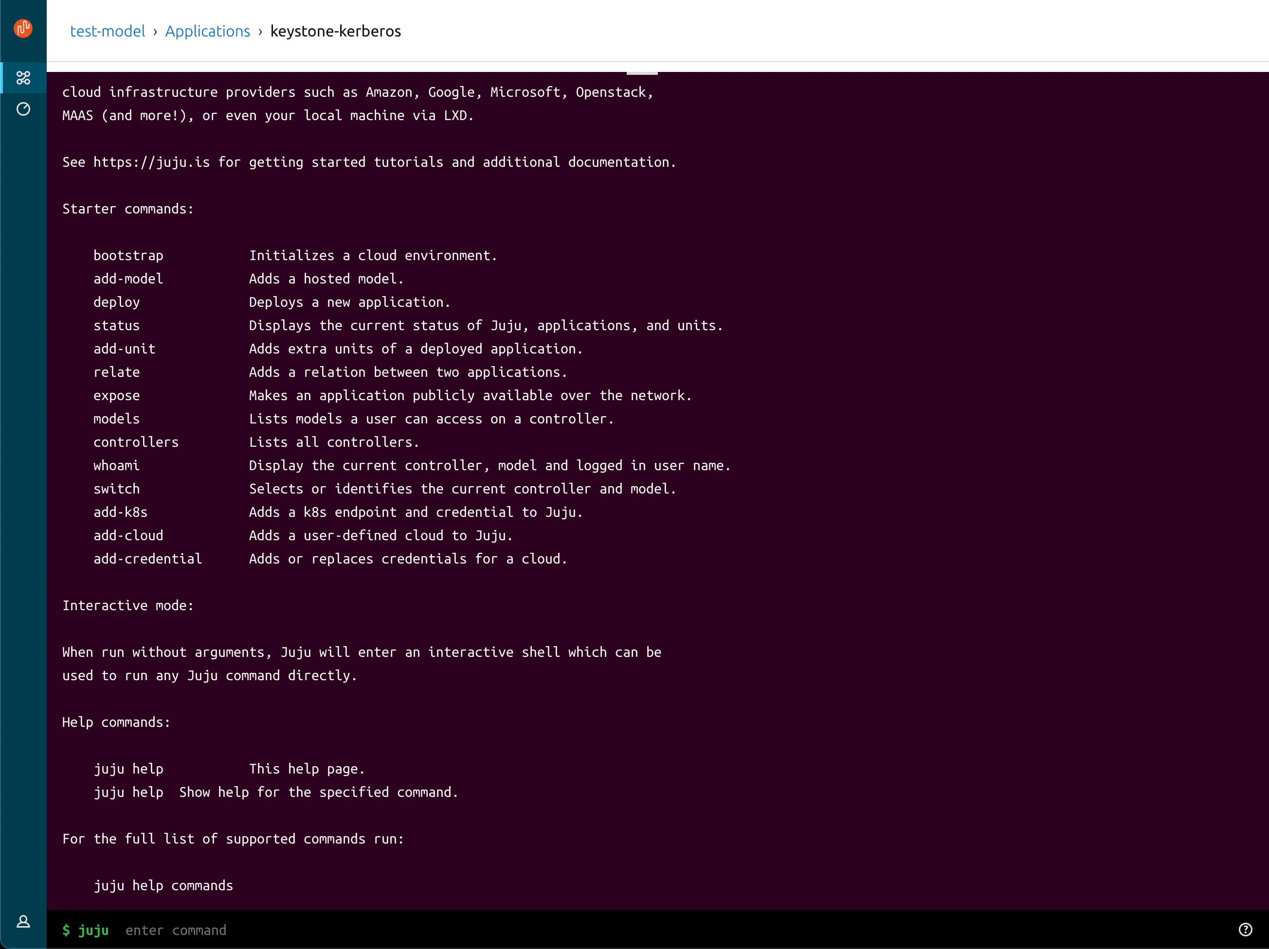 Provide instructions when expanding empty terminal · Issue #1281 · canonical/juju-dashboard · GitHub