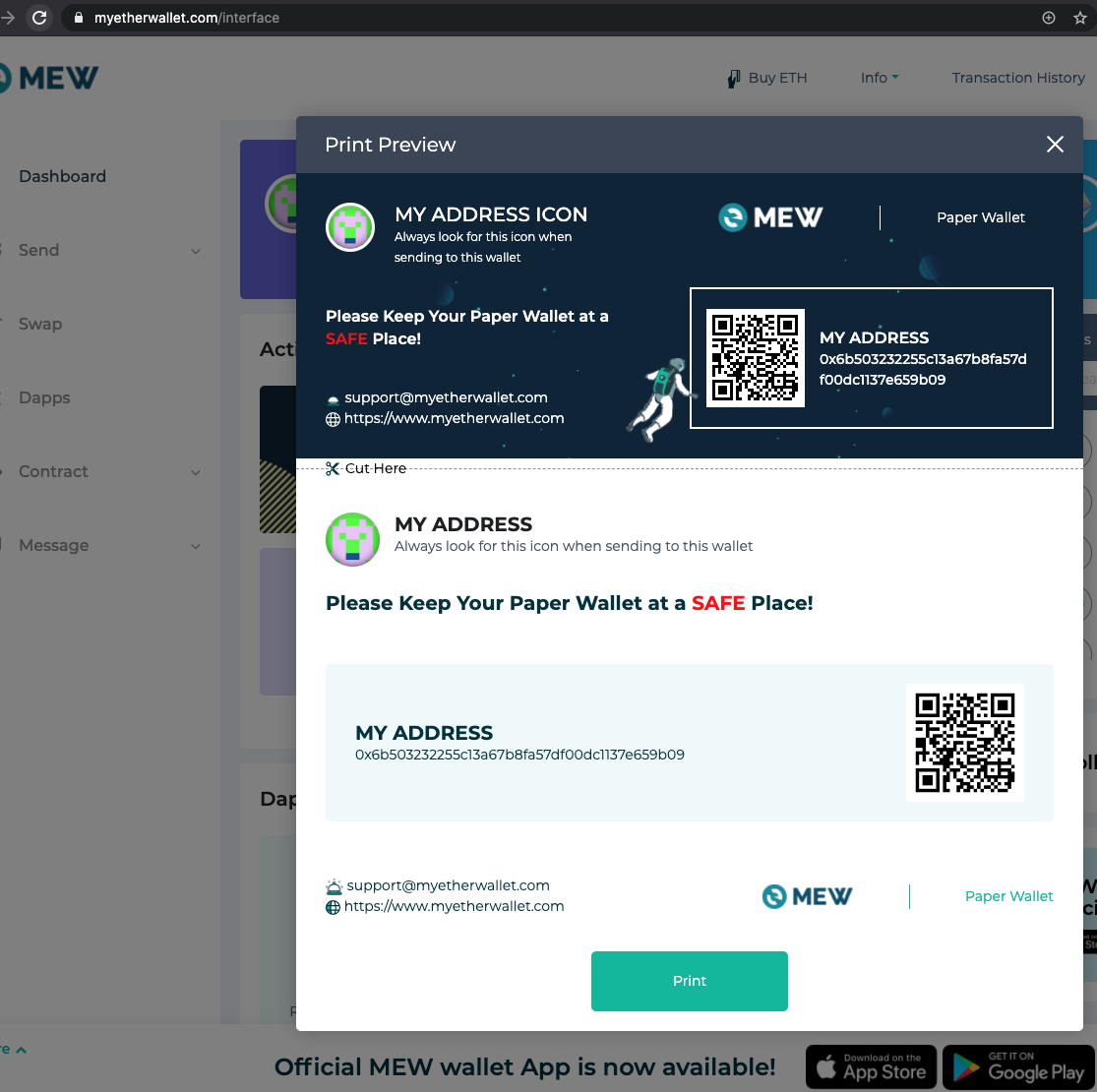MyEtherWallet has misleading/incomplete "print paper wallet" feature when using mnemonic · Issue ...