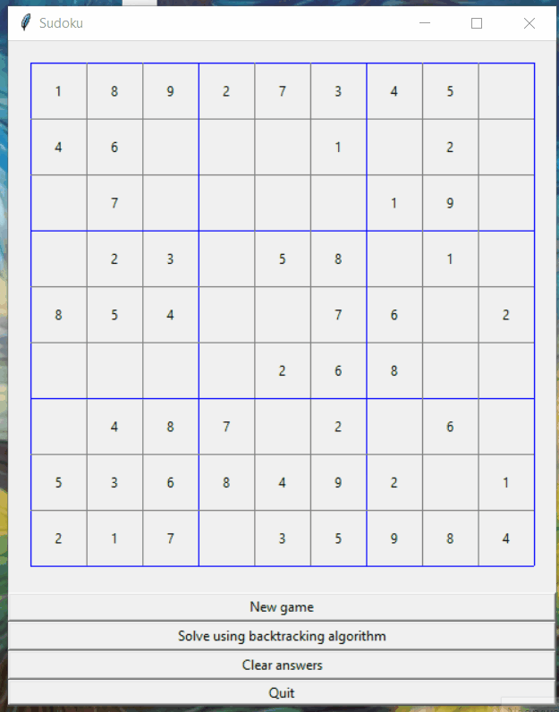 GitHub - Golso/Sudoku: Sudoku game with backtracking algorithm.