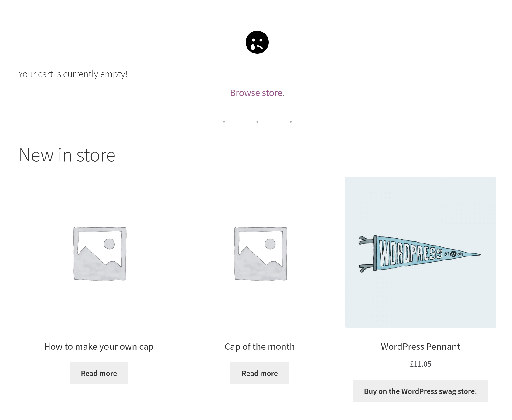 "Your cart is currently empty!" message is not centered by default ...