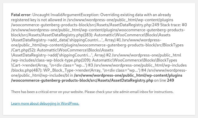 Php Error When Editing A Post Which Contains Both Blocks Cart And Checkout · Issue 1751