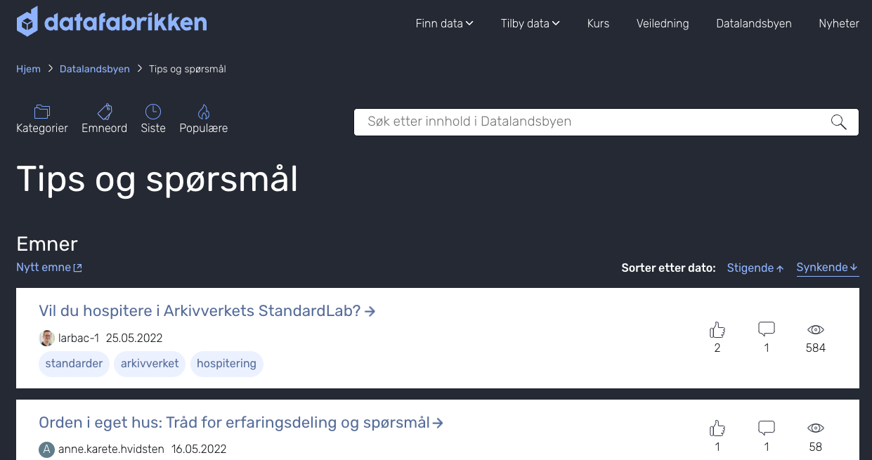 [BRUKERHISTORIE] Betre startside for Datalandsbyen · Issue #170 · datadeling/behov-issue-tracker ...