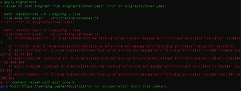 Enoent Error When Running `graph Build Yamlfileyaml` · Issue 735 · Graphprotocolgraph Tooling