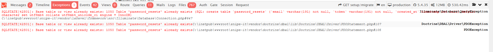 SQLSTATE[42S21]: Column already exists: 1060 Duplicate column name 'remember_token' · Issue ...