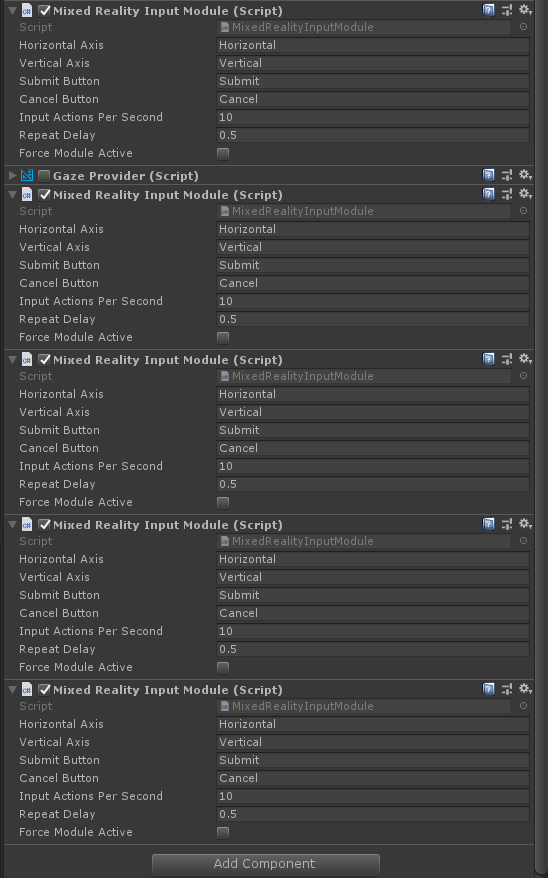 Mrtk Adds Several Mixedrealityinputmodule Component To Main Camera · Issue 5204 · Microsoft