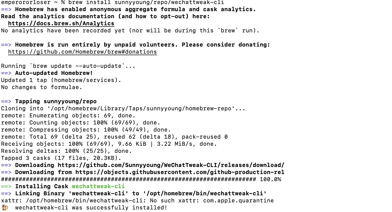 插件安装成功后 微信上依旧没有防撤回等功能 · Issue #546 · sunnyyoung/WeChatTweak-macOS · GitHub