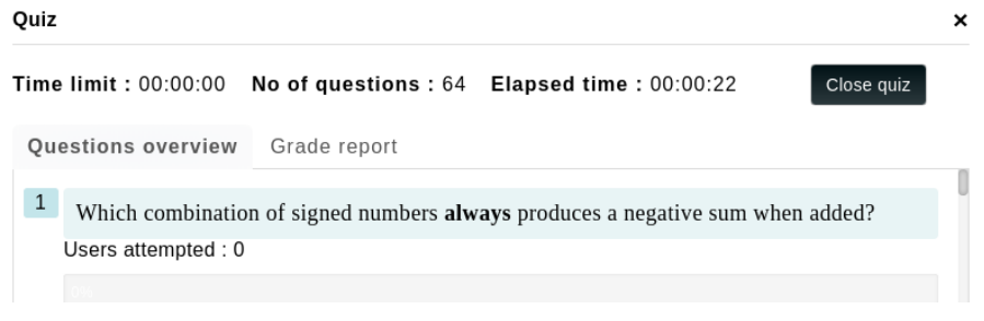 Quiz: After refresh the question overview tab displayed. · Issue #1006 · congrea/virtualclass ...