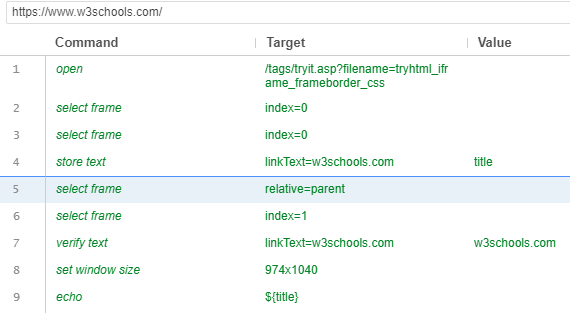 Select Frame With Relative Index Is Not Working In Selenium Ide On
