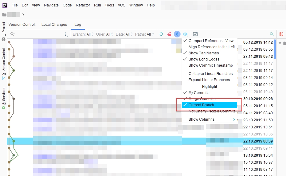 Version control log tree "current branch" not themed · Issue #1460 ...