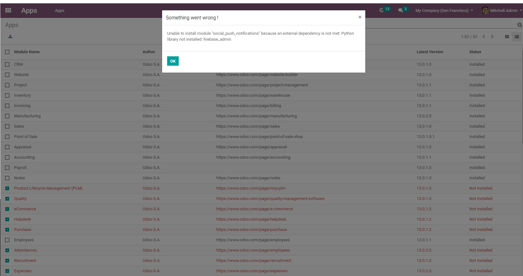 [V13]When install Social Push Notifications , will be an error. · Issue ...