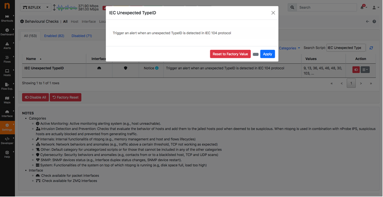 Unable to enable some behavioral checks · Issue #7289 · ntop/ntopng · GitHub