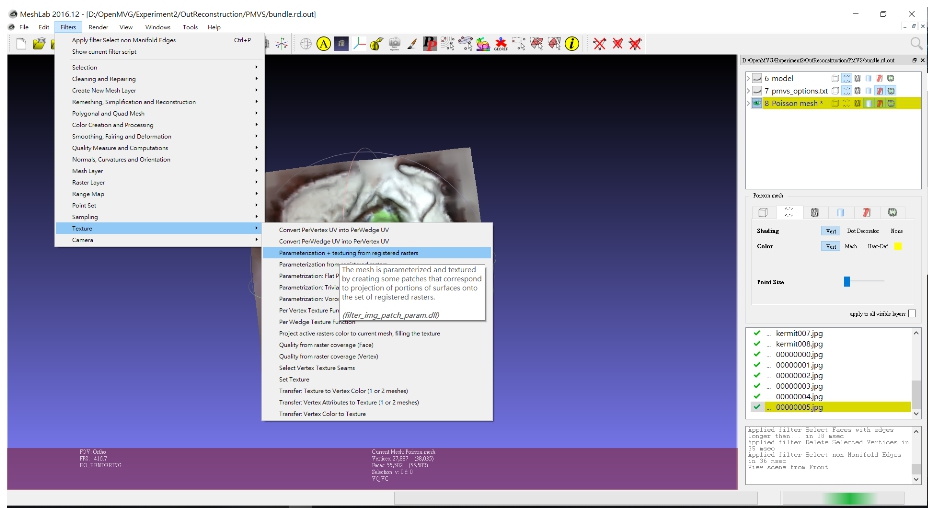 Use output of openMVG to PMVS in Meshlab with texture · Issue #1577 · openMVG/openMVG · GitHub