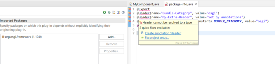 Unexpected behaviours on "Support of OSGi Bundle and Versioning annotations" feature · Issue ...