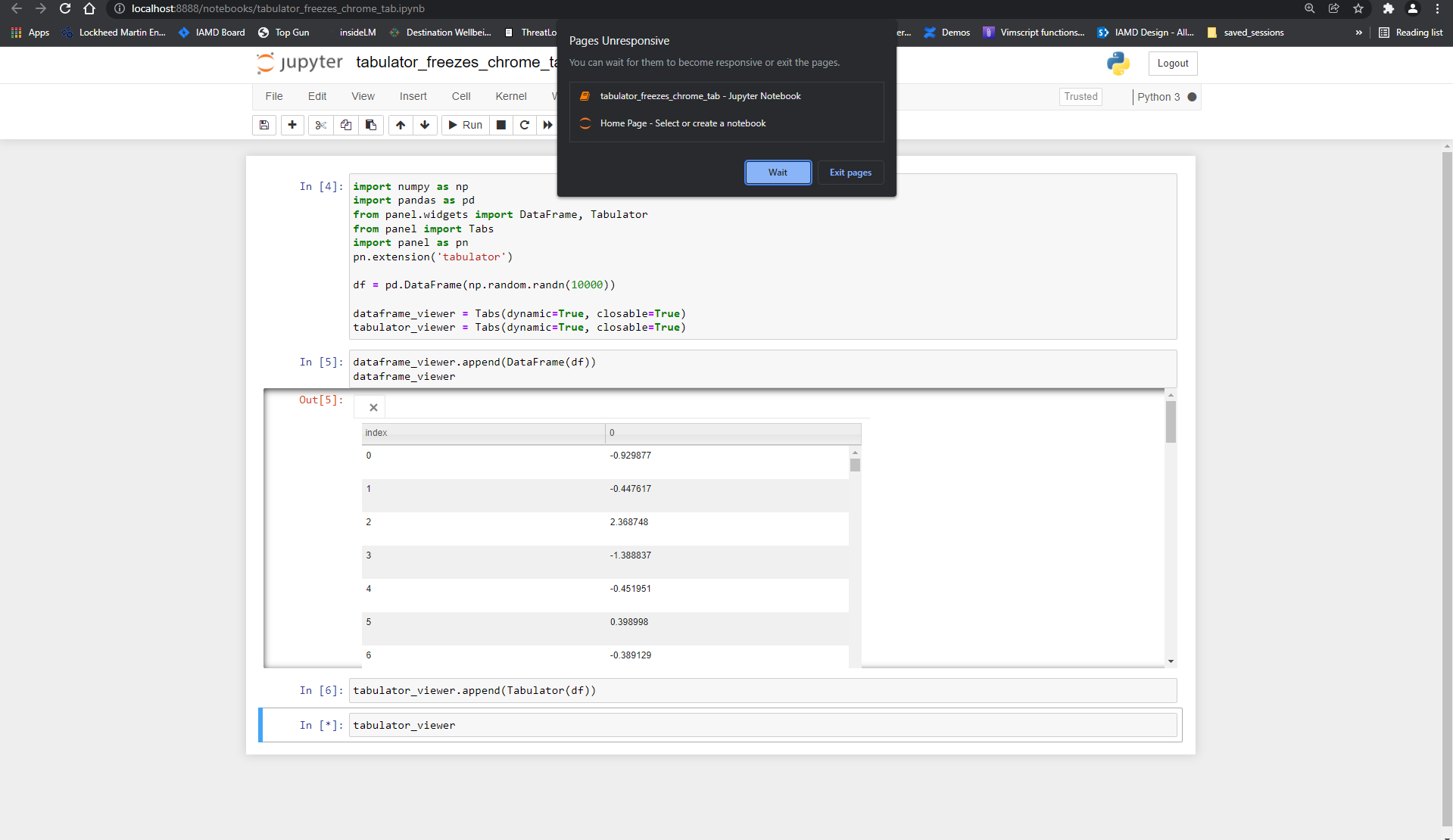 Repr of Tabulator freezes chrome tab · Issue #3001 · holoviz/panel · GitHub