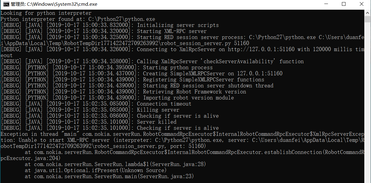 RED Unable to start XML-RPC · Issue #295 · nokia/RED · GitHub