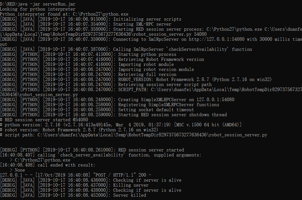 RED Unable to start XML-RPC · Issue #295 · nokia/RED · GitHub