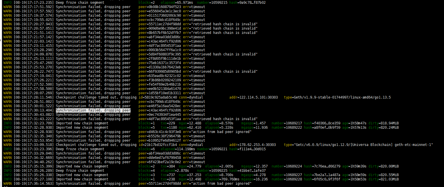 Always Synchronisation failed, dropping peer · Issue #21463 · ethereum/go-ethereum · GitHub