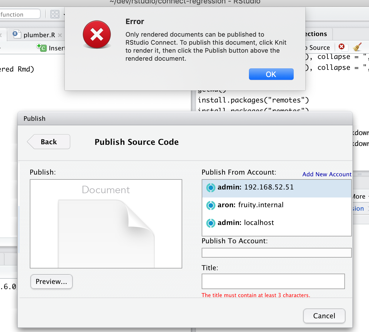 "rendered" publishing without rendering has UI issues · Issue #3752 · rstudio/rstudio · GitHub