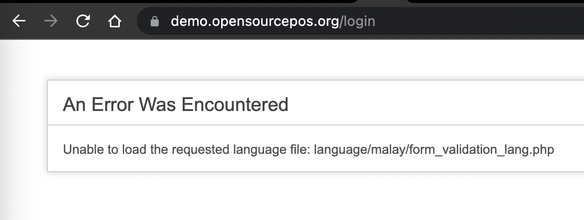 Demo POS - error at login · Issue #3556 · opensourcepos/opensourcepos · GitHub