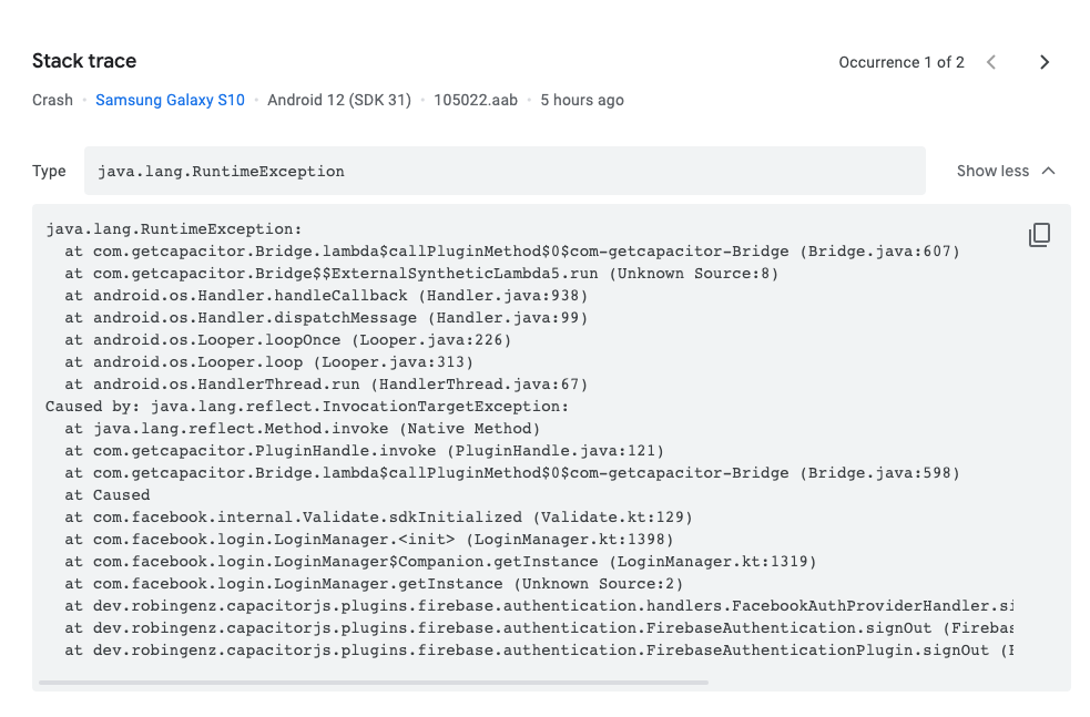 bug: Firebase Crash Report - RuntimeException · Issue #135 · capawesome ... bug: Firebase Crash Report - RuntimeException · Issue #135 · capawesome ...