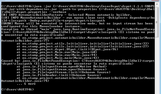 java.io.FileNotFoundException: E:\Atos\STAMP\Git\dhell\.\target\dspot\classpath (The system ...