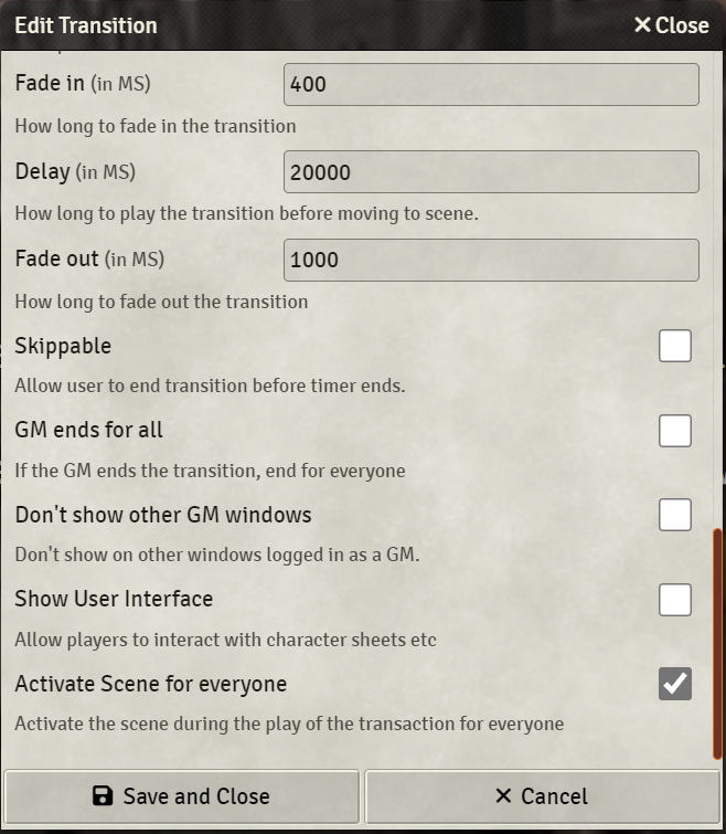 Bug Cannot Save Or Preview Transitions · Issue 13 · P4535992foundryvtt Scene Transitions