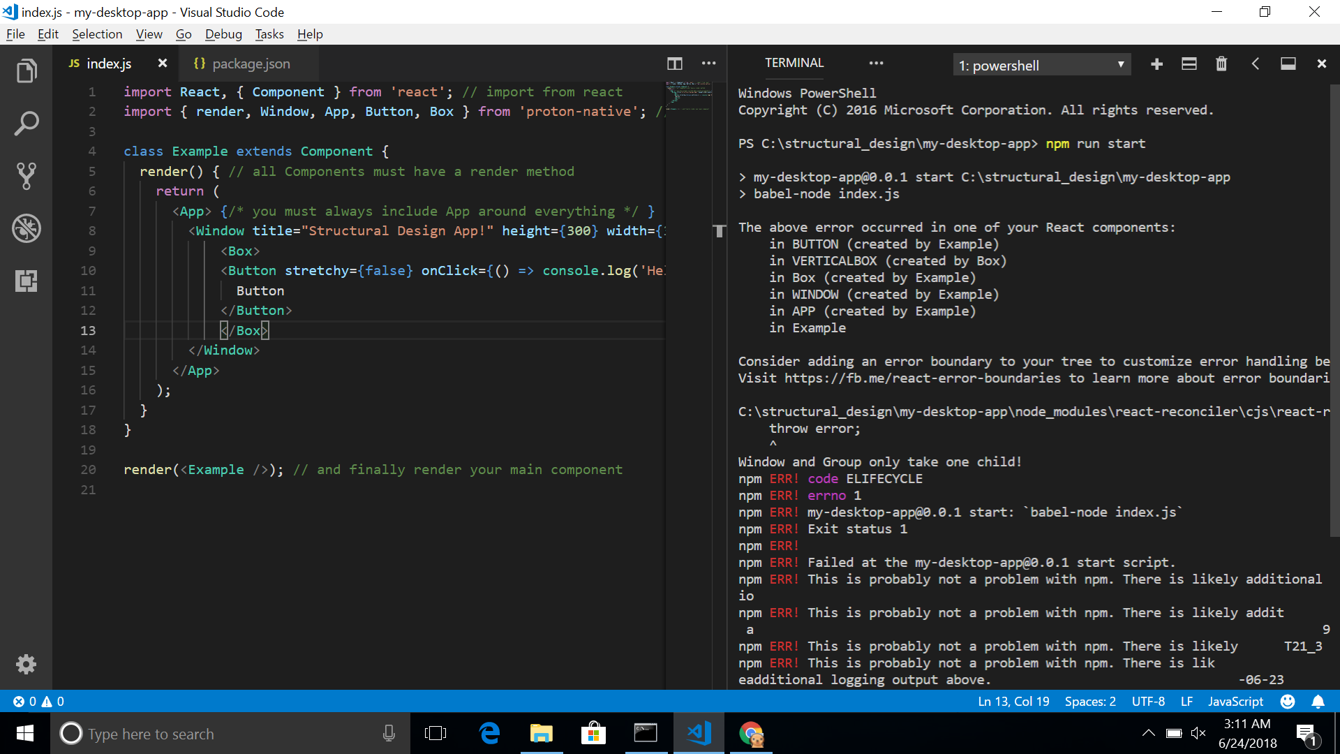 Not able to add Child Element to a Window Element - npm run start throwing error. · Issue #162 ...