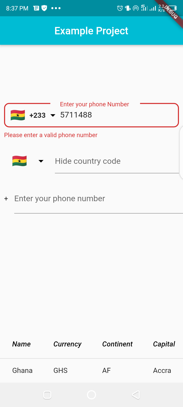 International phone field Flutter Package