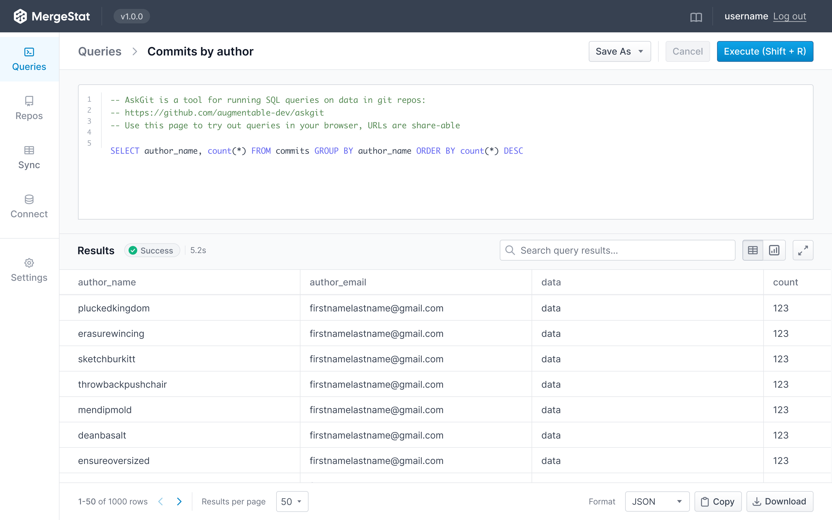 Implement the UI for direct SQL queries · Issue #88 · mergestat/mergestat · GitHub