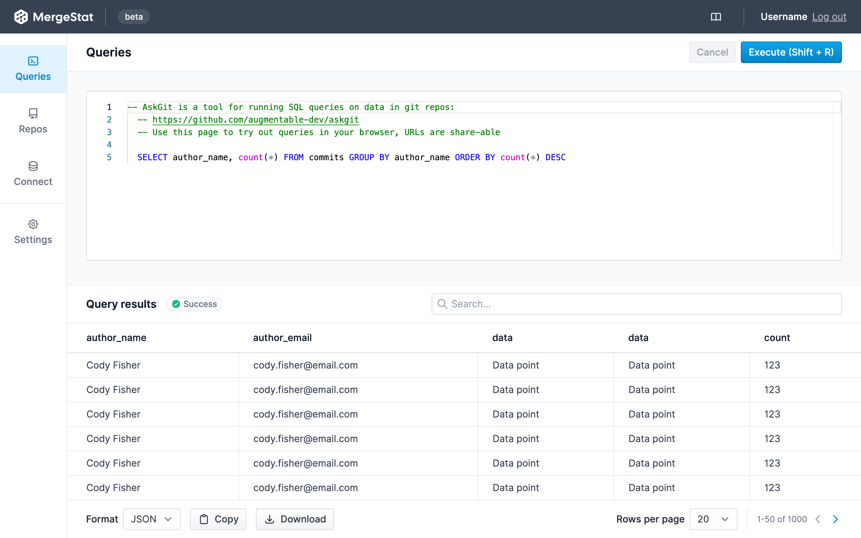 Implement the UI for direct SQL queries · Issue #88 · mergestat/mergestat · GitHub