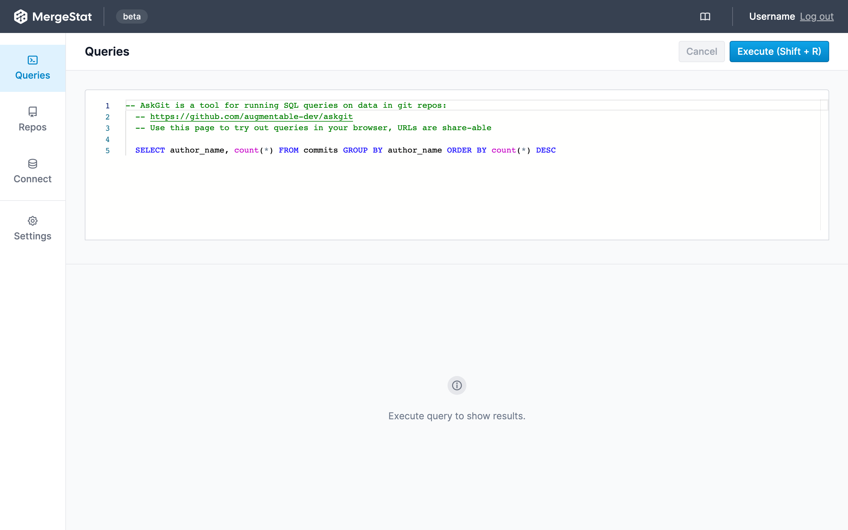 Implement the UI for direct SQL queries · Issue #88 · mergestat/mergestat · GitHub