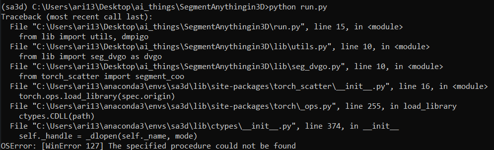 Entry Point Not Found · Issue #24 · Jumpat/SegmentAnythingin3D · GitHub