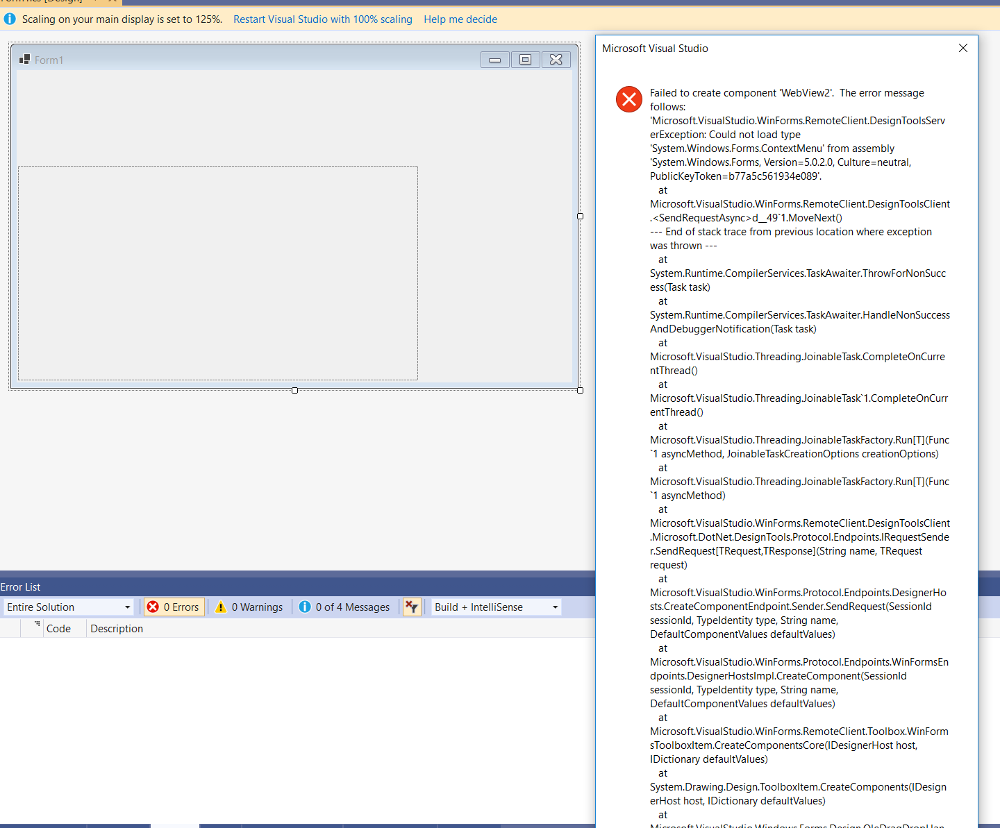 Unable to use the control in Winforms net 5 (1.0.781-prerelease ...