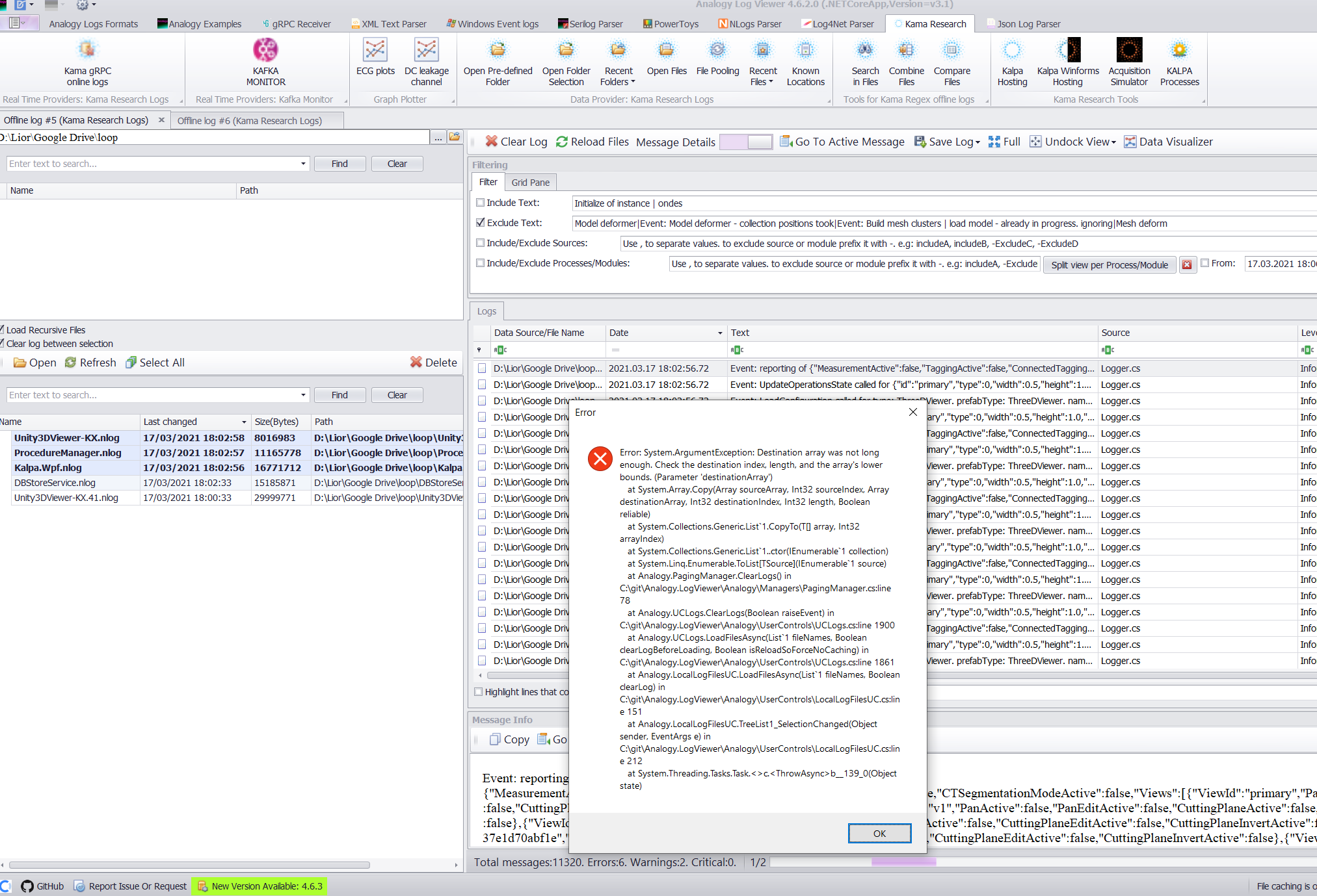 Error During Multiple Loadings · Issue 913 · Analogy Logviewer Analogy Logviewer · Github