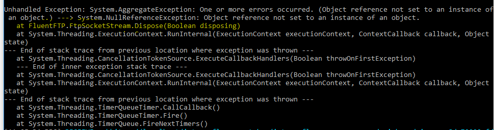 FluentFTP.FtpSocketStream.Dispose: Object reference not set to an instance of an object · Issue ...