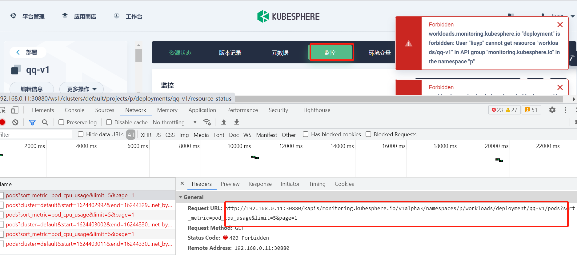 403 error when workspace manager role user viewing the monitoring of the workload · Issue #3986 ...