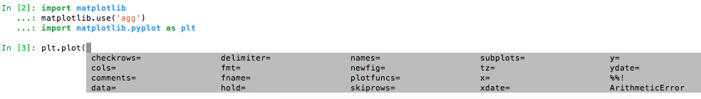 Completion of keyword arguments includes arguments from other functions whose names start with ...