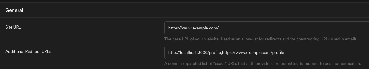 Dashboard should trim spaces between "redirect" links · Issue #3191 · supabase/supabase · GitHub