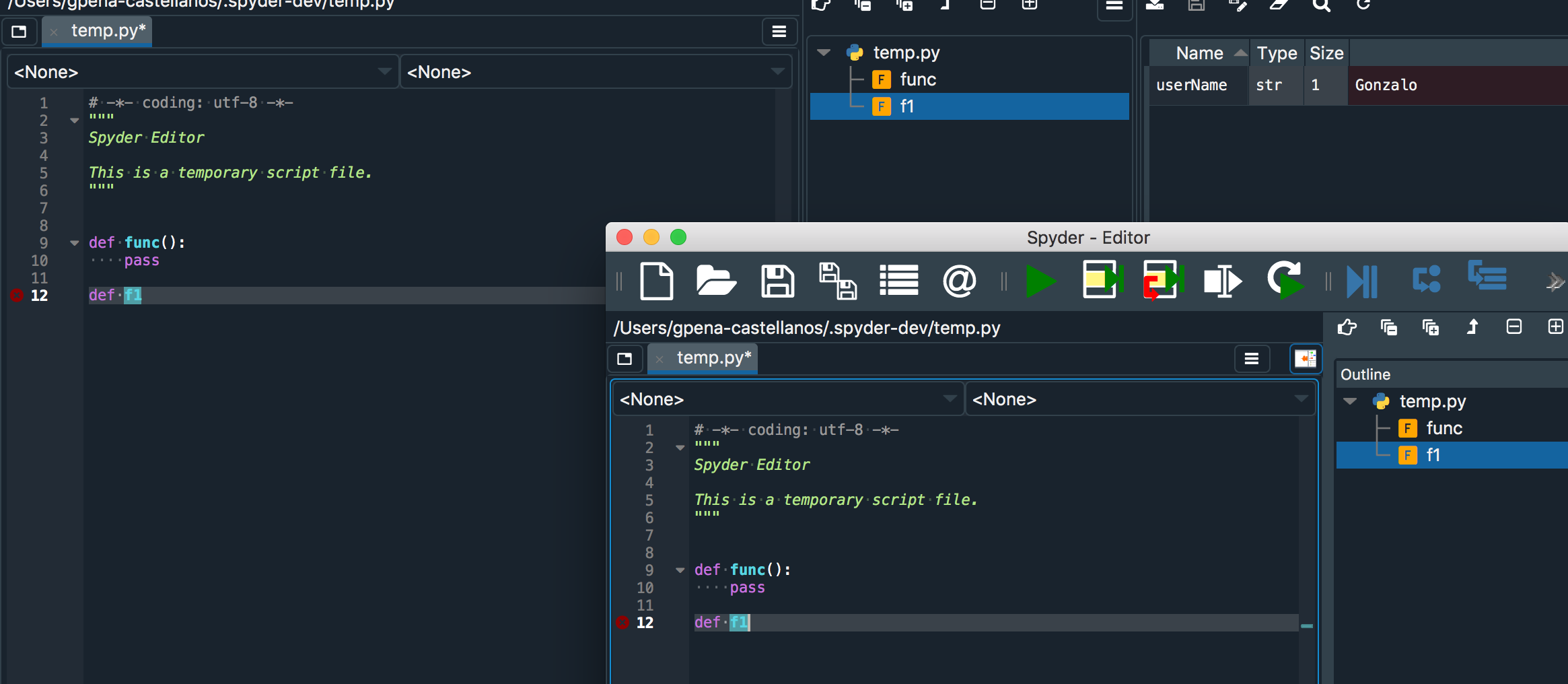 outline does not update when file is saved in different Spyder window ...